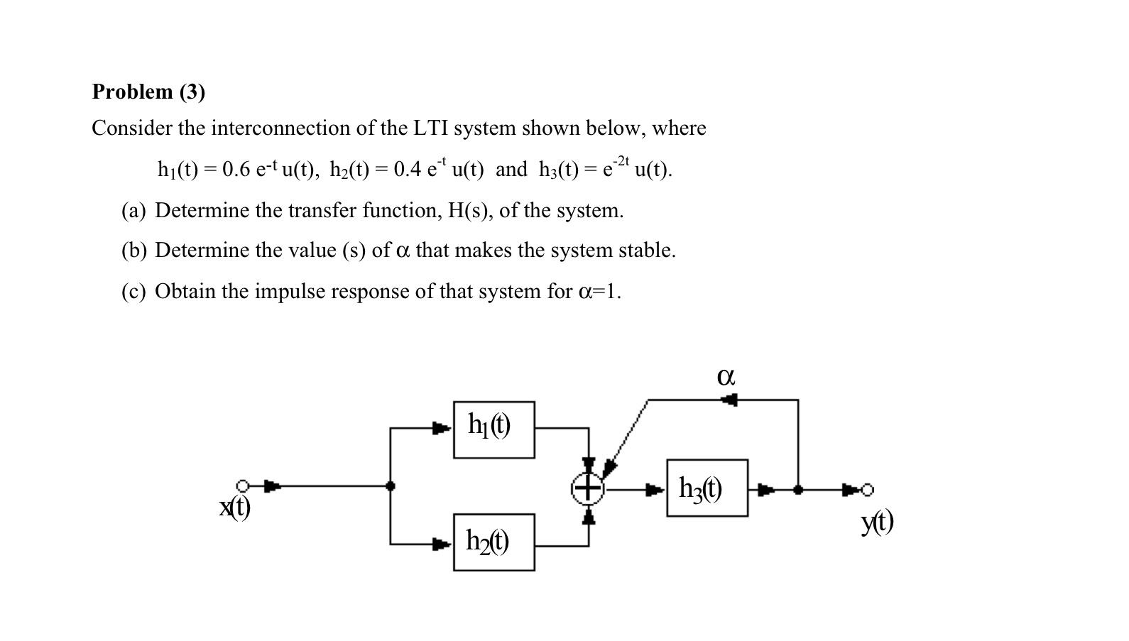 Solved Problem (3) Consider the interconnection of the LTI | Chegg.com