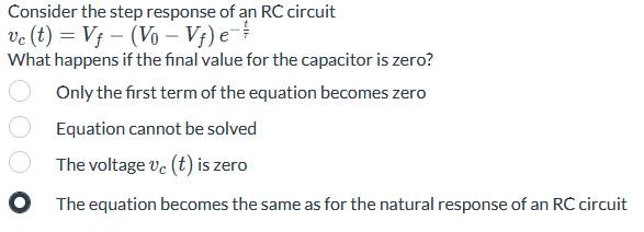 Solved Consider the step response of an RC circuit | Chegg.com