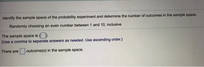 Solved identify the sample space of the probability | Chegg.com
