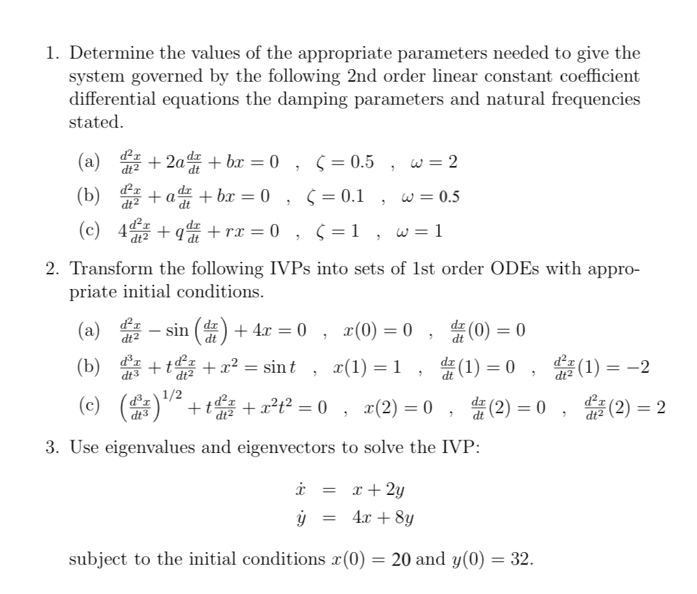 Solved Determine the values of ﻿the appropriate parameters | Chegg.com