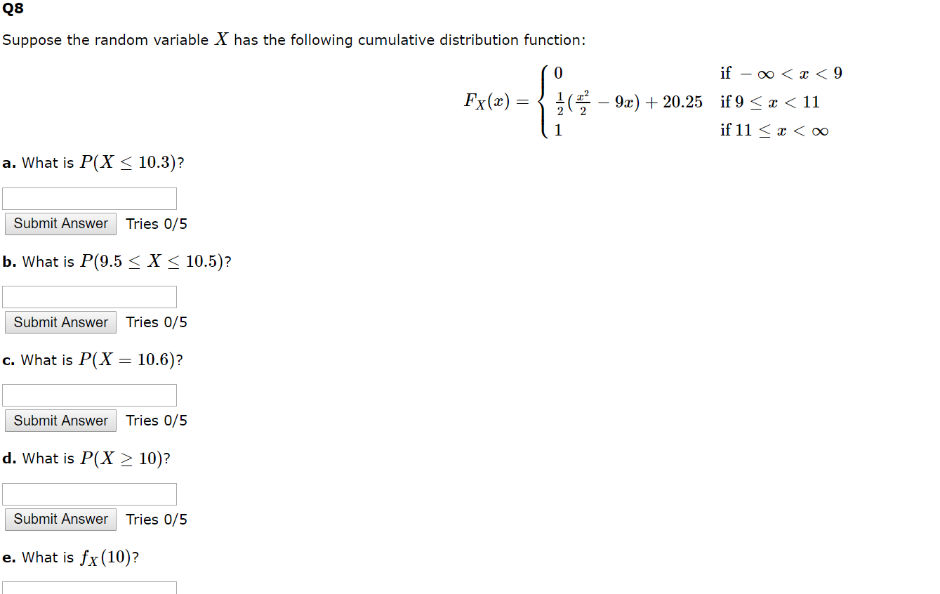 Solved Q8 Suppose the random variable X has the following | Chegg.com