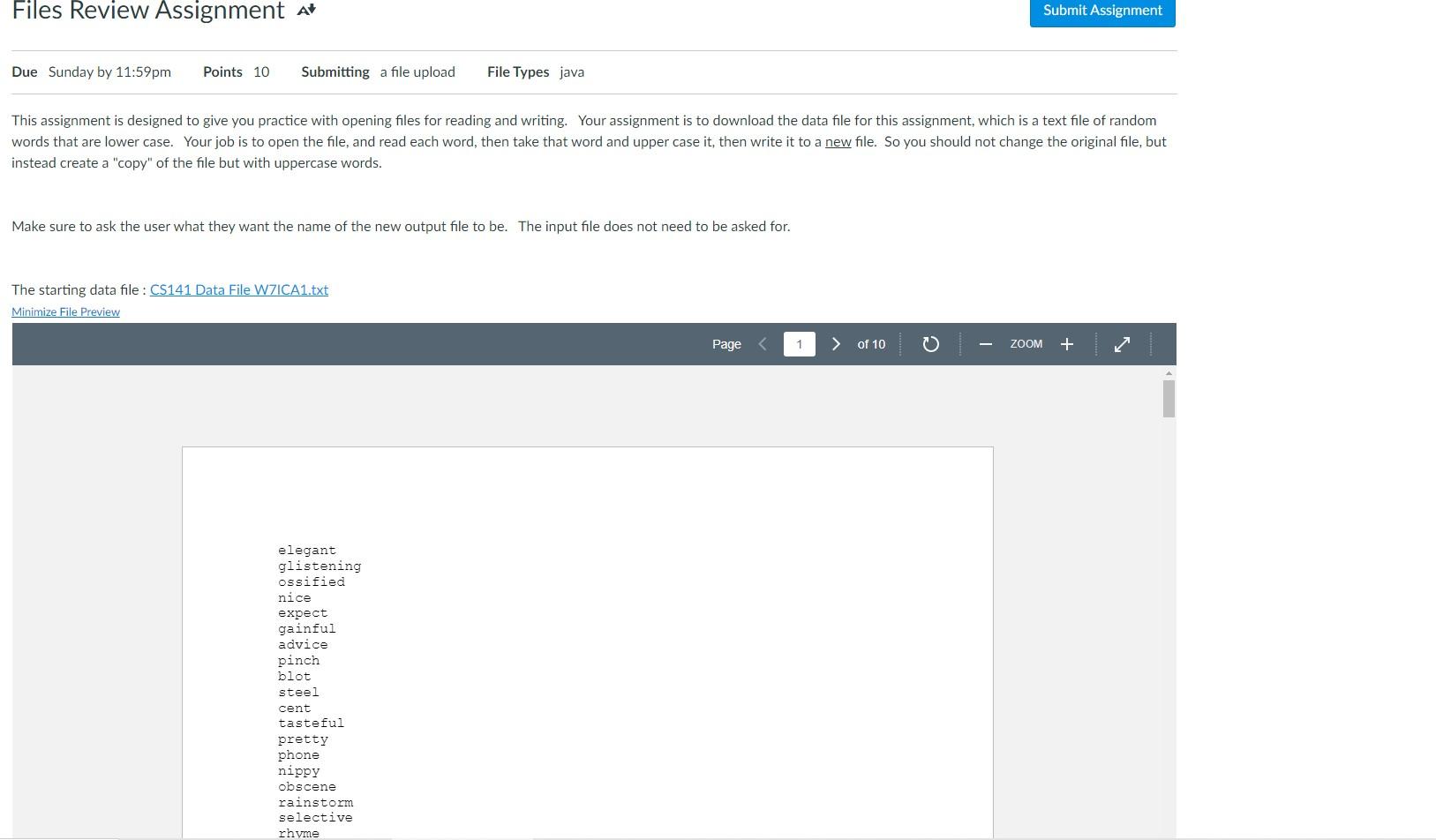 Solved Files Review Assignment at Submit Assignment Due | Chegg.com