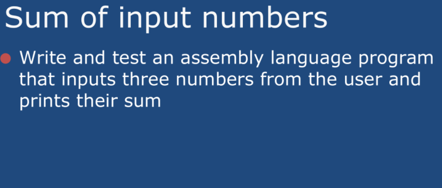 Solved Sum of input numbers . Write and test an assembly | Chegg.com