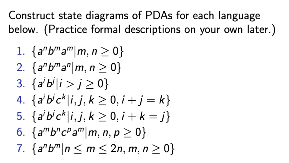 Solved Construct state diagrams of PDAs for each | Chegg.com