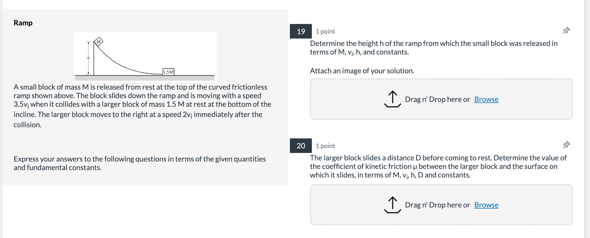 Solved 191 point Determine the height h of the ramp from | Chegg.com