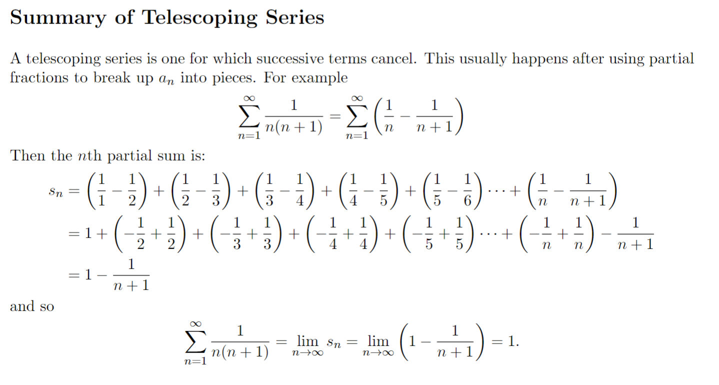Solved Determine if the following telescoping series | Chegg.com