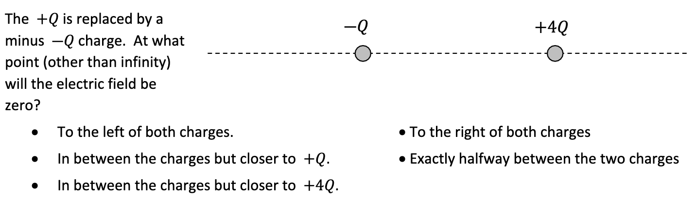 Solved +4Q The +Q is replaced by a -Q minus-Q charge. At | Chegg.com