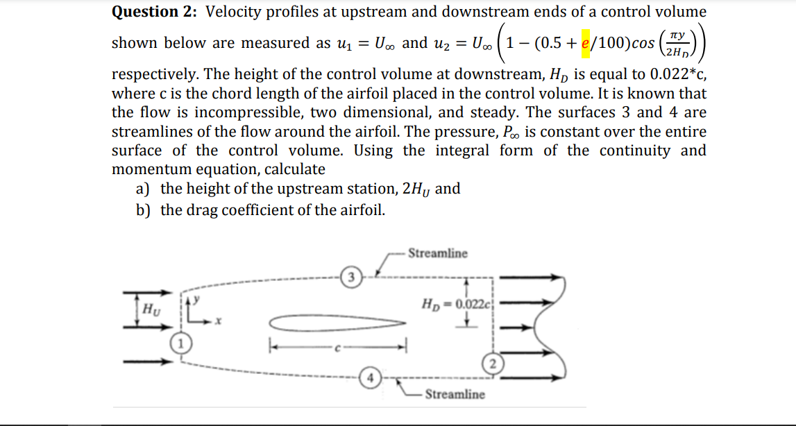 Solved (1 пу 2H Question 2: Velocity profiles at upstream | Chegg.com