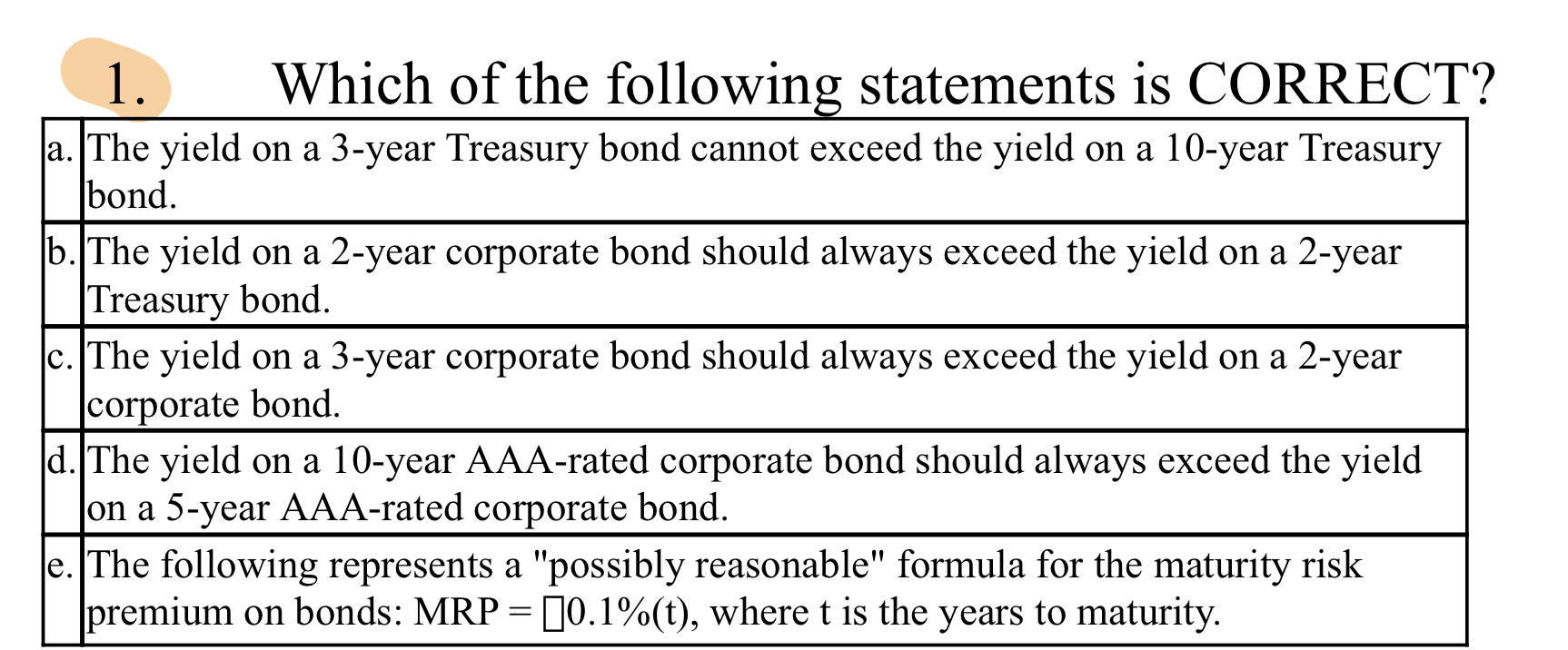 Solved 1. Which of the following statements is CORRECT? | Chegg.com