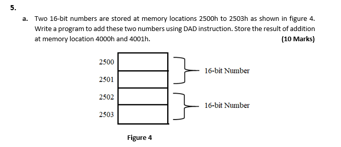 Solved a. Two 16-bit numbers are stored at memory locations | Chegg.com