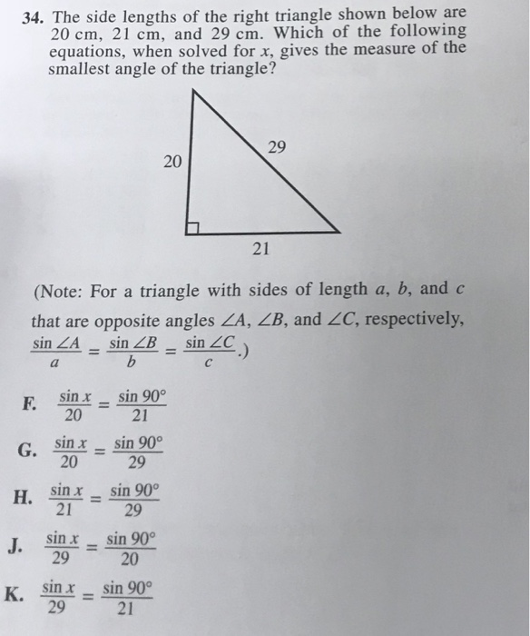 Solved 34. The side lengths of the right triangle shown | Chegg.com