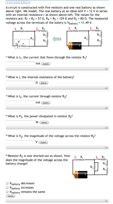 Solved A circuit is constructed with six resistors and two | Chegg.com