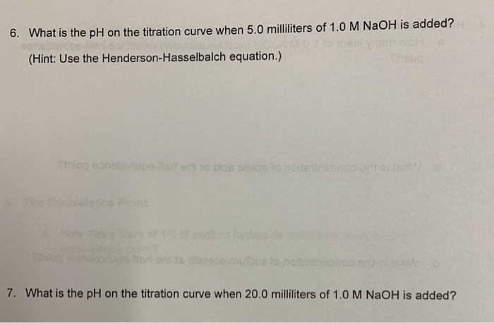 Solved Titration Curves Worksheet The following are Weak | Chegg.com
