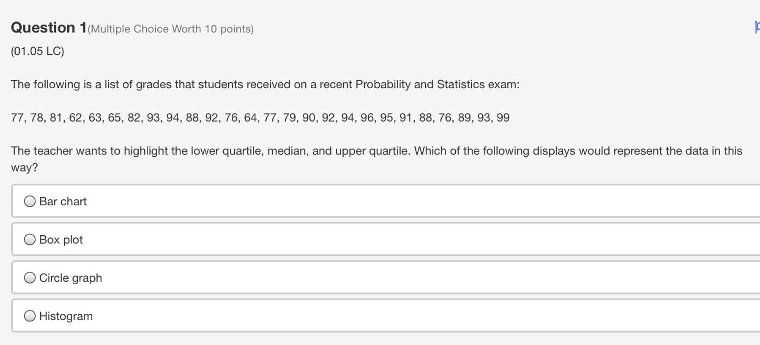 Solved Question 1(Multiple Choice Worth 10 points) (01.05 | Chegg.com
