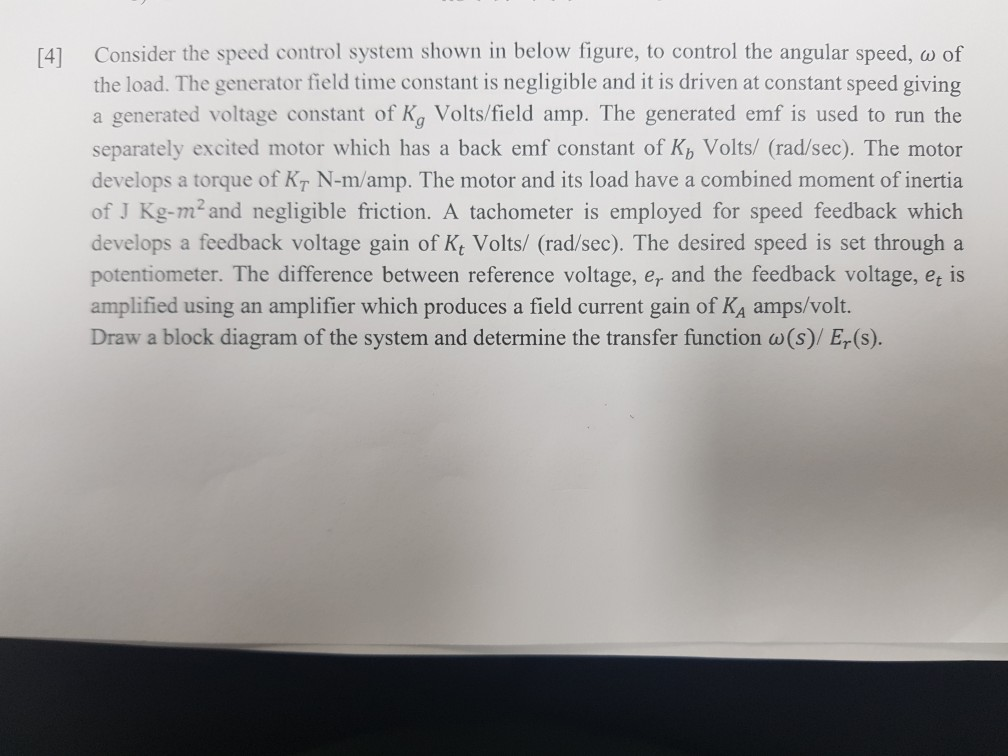 Solved 141. Consider the speed control system shown in below | Chegg.com
