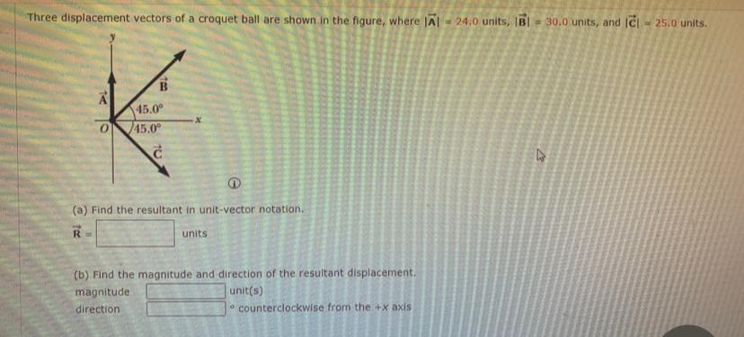 Solved Three displacement vectors of a croquet ball are | Chegg.com