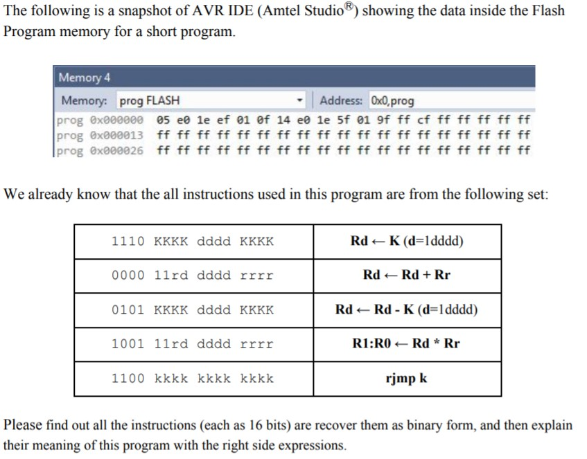 The following is a snapshot of AVR IDE (Amtel | Chegg.com