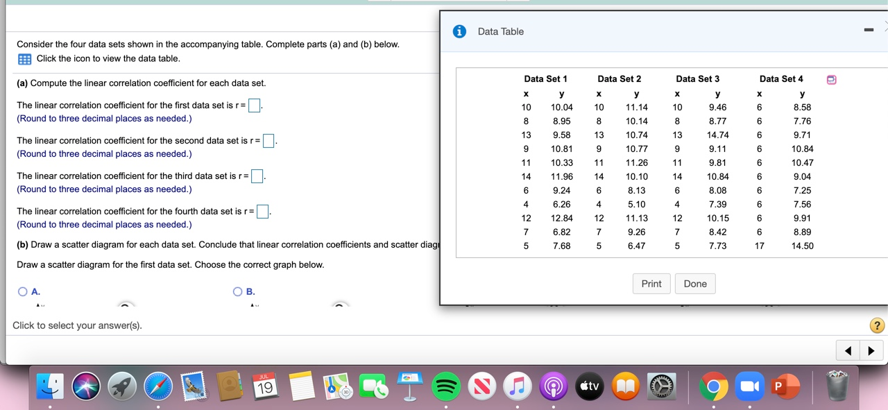Solved i Data Table - Consider the four data sets shown in | Chegg.com