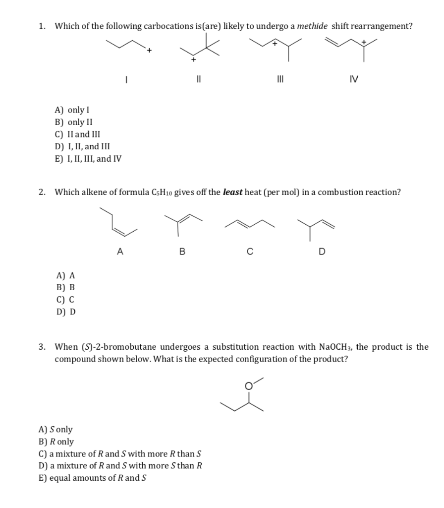 Solved 1. Which of the following carbocations is(are) likely | Chegg.com