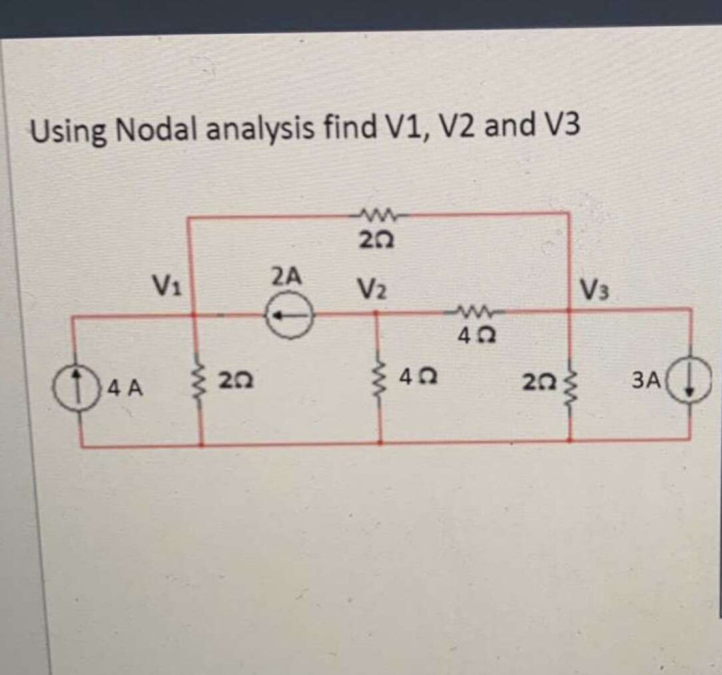 Solved Using Nodal analysis find V1, V2 and V3 V2 402 NN 20 | Chegg.com