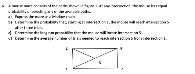 Solved A mouse maze consists of the paths shown in figure 1. | Chegg.com