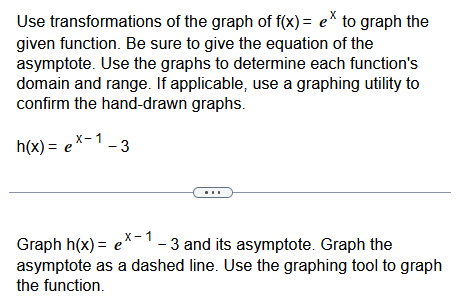 Solved Use transformations of the graph of f(x)=ex to graph | Chegg.com