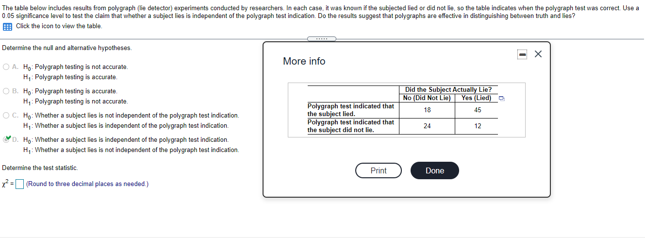 Solved The table below includes results from polygraph (lie | Chegg.com