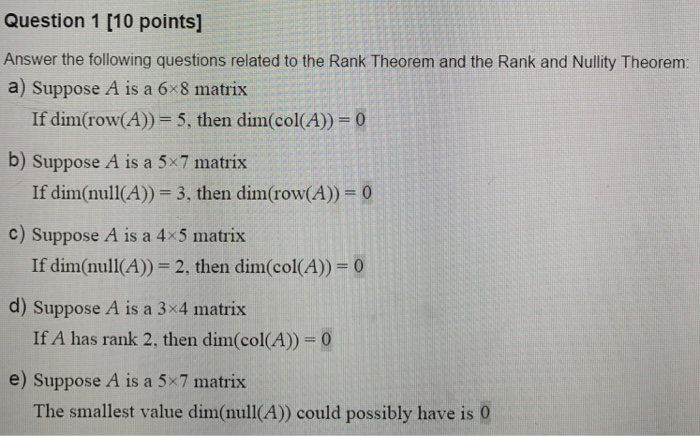 Solved Answer the following questions related to the Rank | Chegg.com