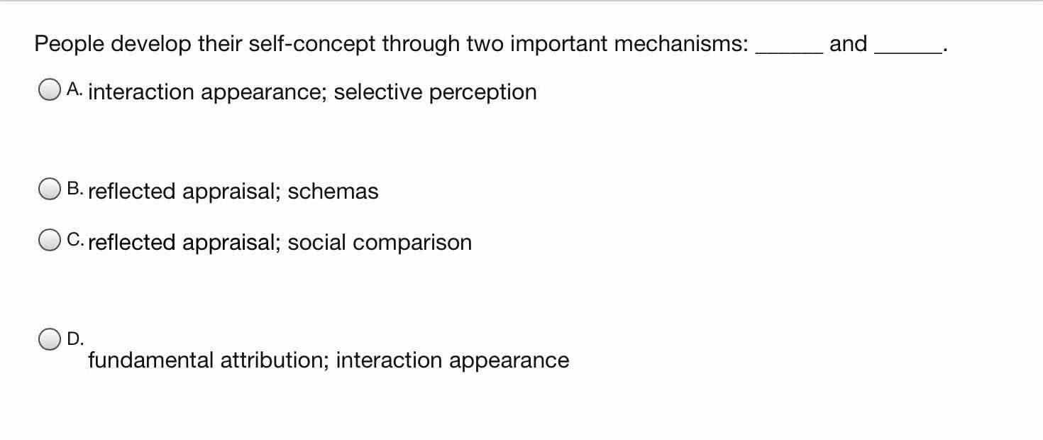 Solved and People develop their self-concept through two | Chegg.com