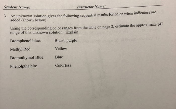 Solved Student Name: Instructor Name: 3. An unknown solution | Chegg.com