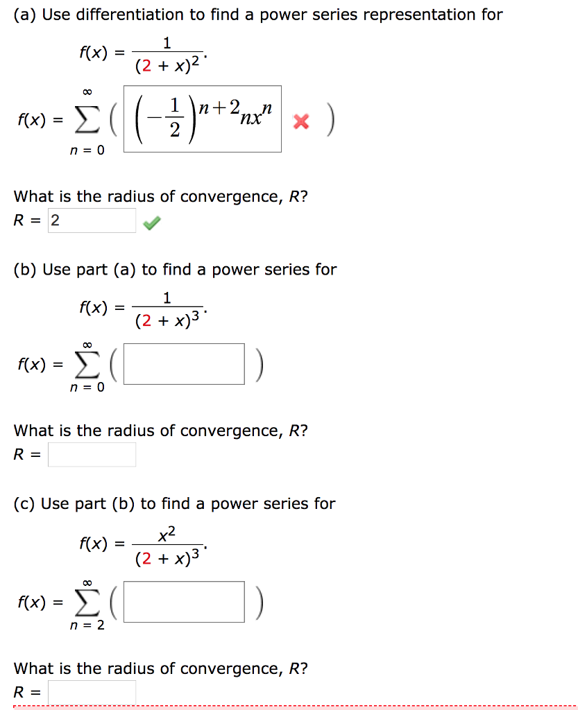 Solved (a) Use differentiation to find a power series | Chegg.com