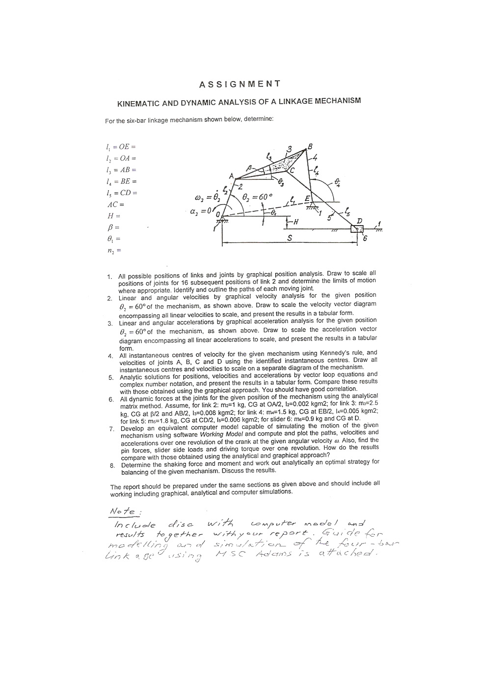 ASSIGNMENT KINEMATIC AND DYNAMIC ANALYSIS OF A | Chegg.com