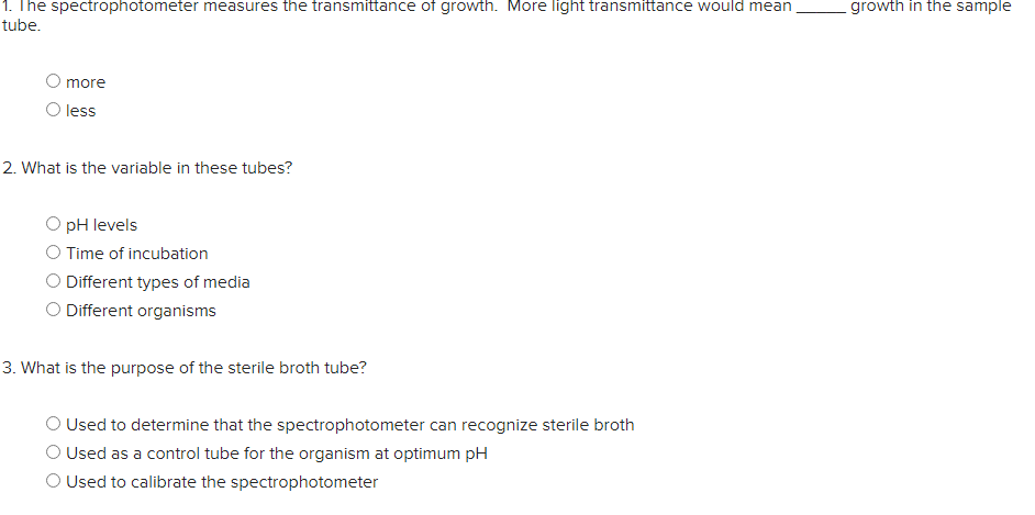 Solved 1. The spectrophotometer measures the transmittance | Chegg.com