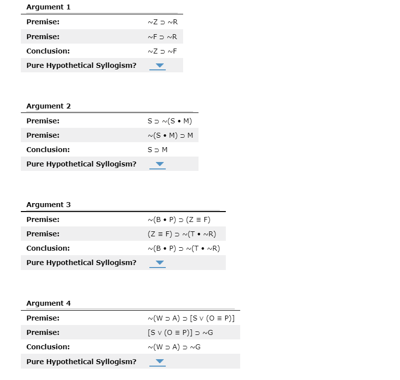 Solved Argument 1 NZD NR NF NR Premise: Premise: Conclusion: | Chegg.com