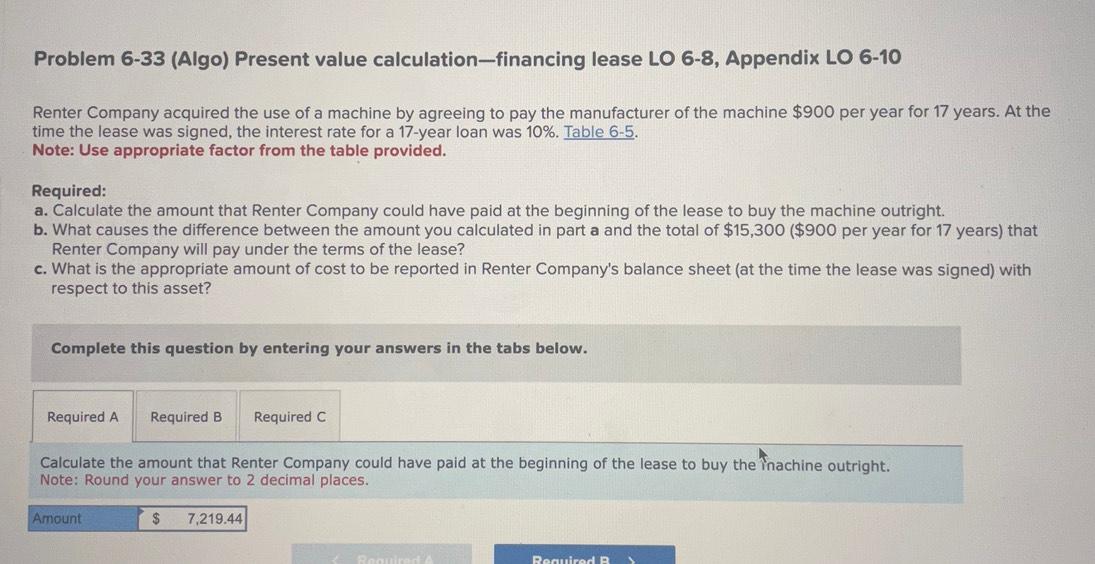 Solved Problem 6-33 (Algo) Present value | Chegg.com