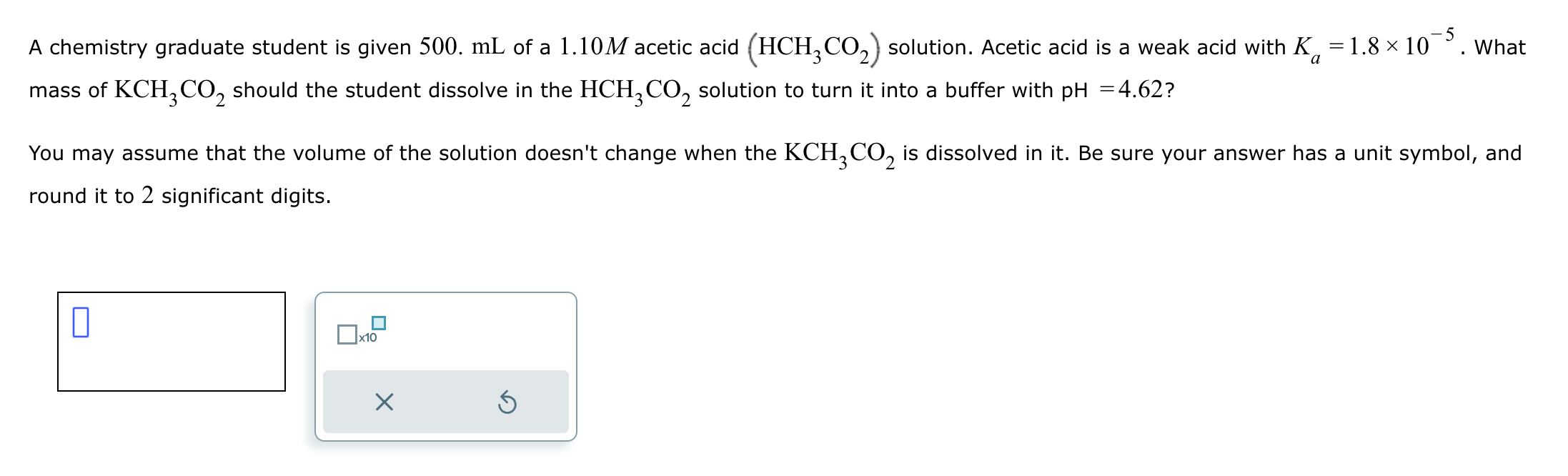 Solved A chemistry graduate student is given 500.mL of a | Chegg.com