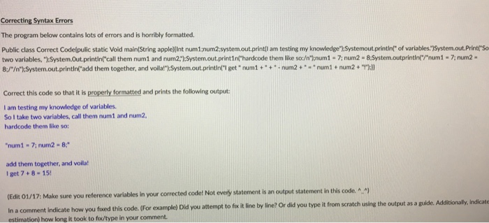 Solved Correcting Syntax Errors The Program Below Contains