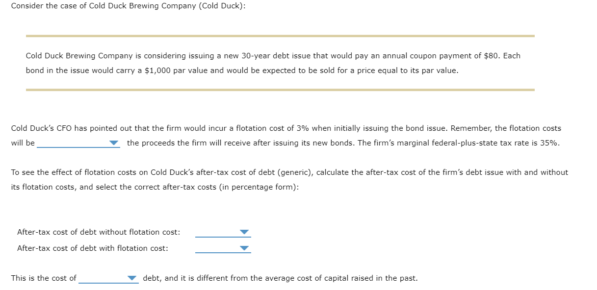 Solved Consider the case of Cold Duck Brewing Company (Cold | Chegg.com