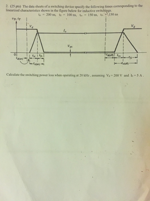 Solved The Data Sheets Of A Switching Device Specify The 