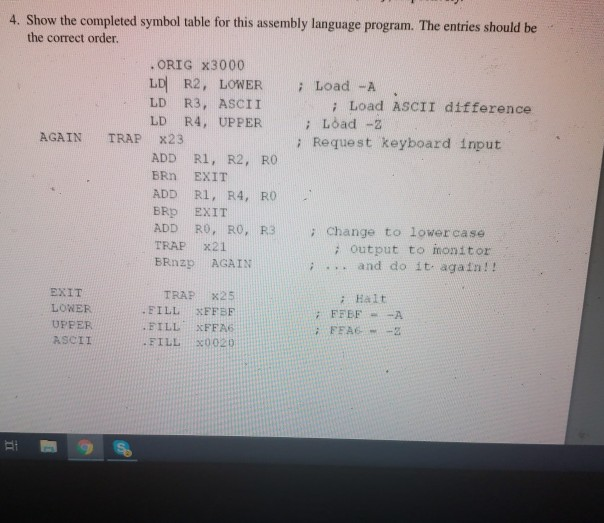 Solved 4. Show the completed symbol table for this assembly | Chegg.com