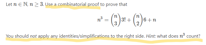 Solved Let n e N, n> 3. Use a combinatorial proof to prove | Chegg.com