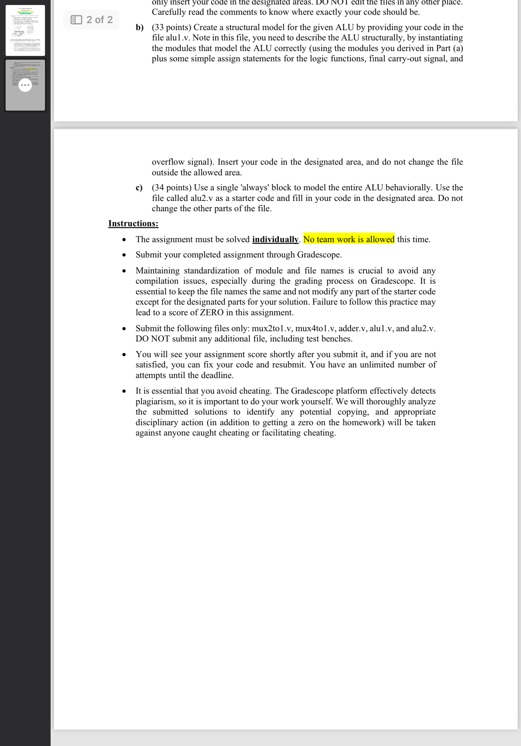Solved The figure below shows an ALU and its implementation | Chegg.com