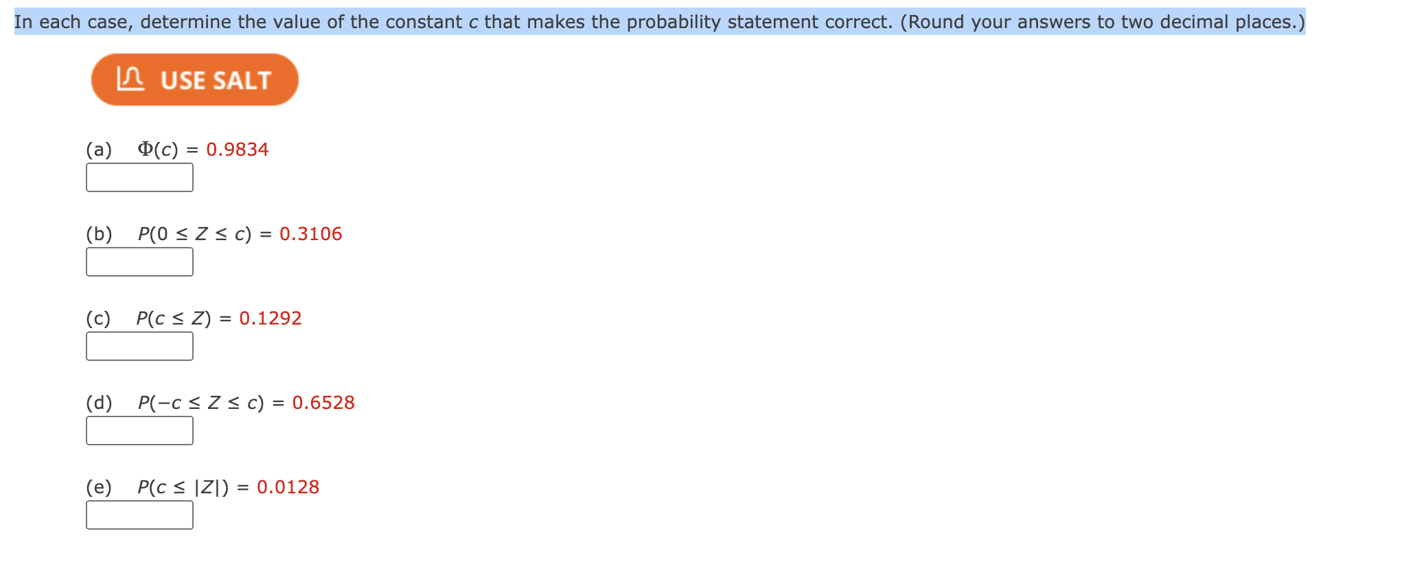 n each case, determine the value of the constant c | Chegg.com