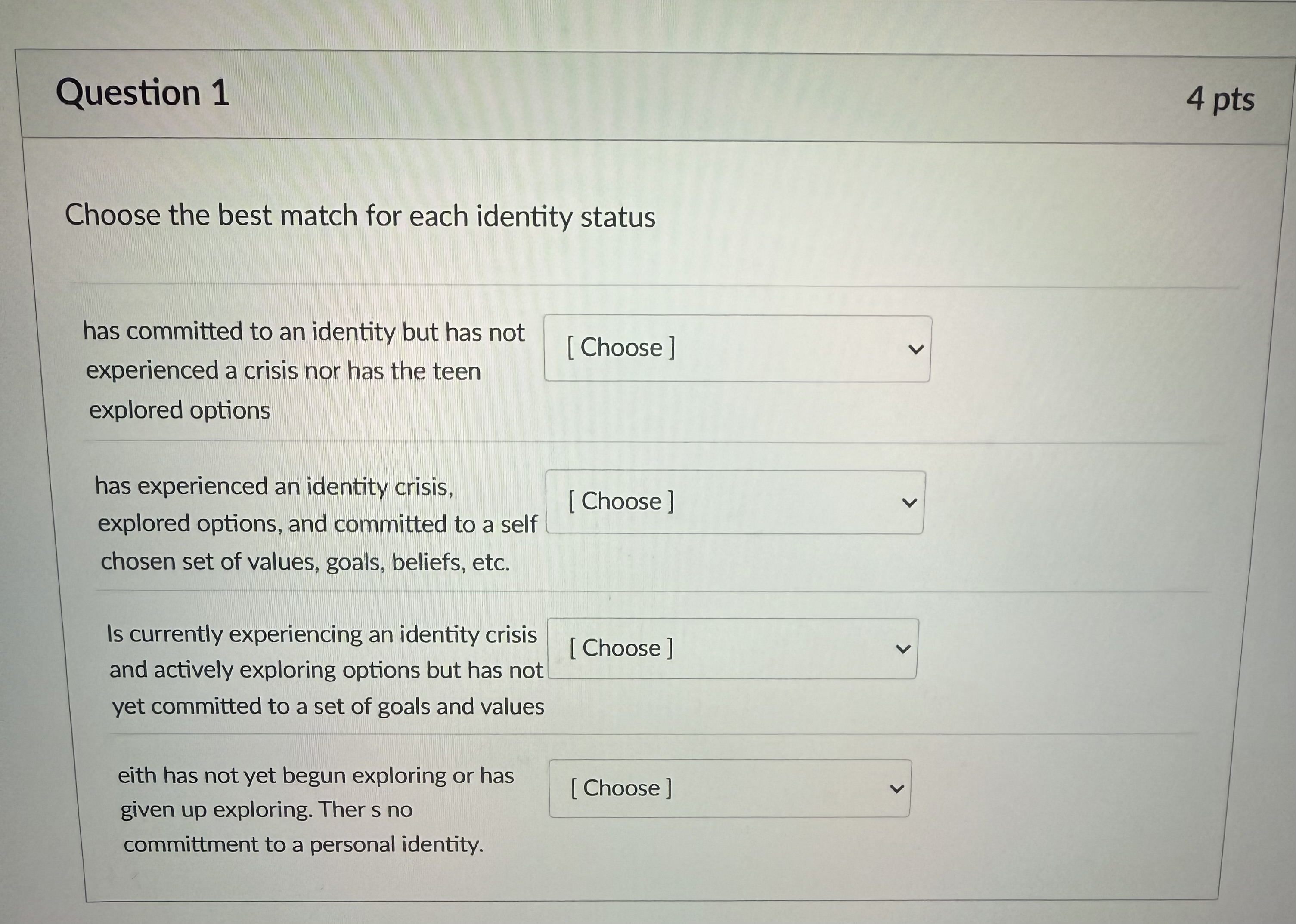 Solved Question 1Choose the best match for each identity | Chegg.com