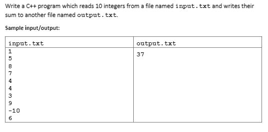 Solved Write a C++ ﻿program which reads 10 ﻿integers from a | Chegg.com