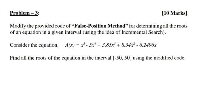 Solved Problem - 3: [10 Marks) Modify the provided code of | Chegg.com