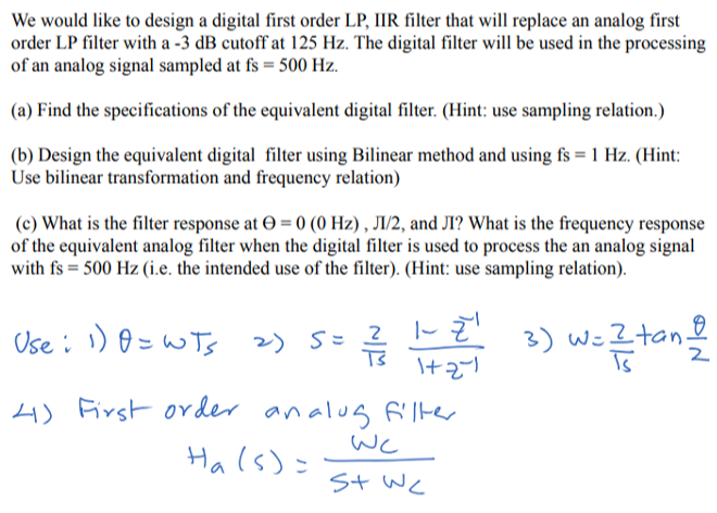 We would like to design a digital first order LP, IIR | Chegg.com