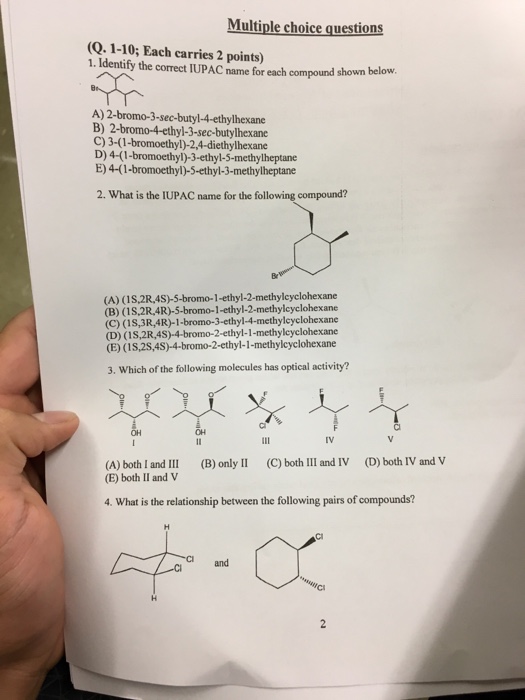 Solved Identify the correct IUPAC name for each compound | Chegg.com