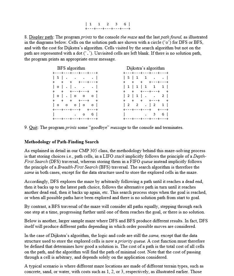 Planning Paths in a Maze Using Stacks and Queues | Chegg.com