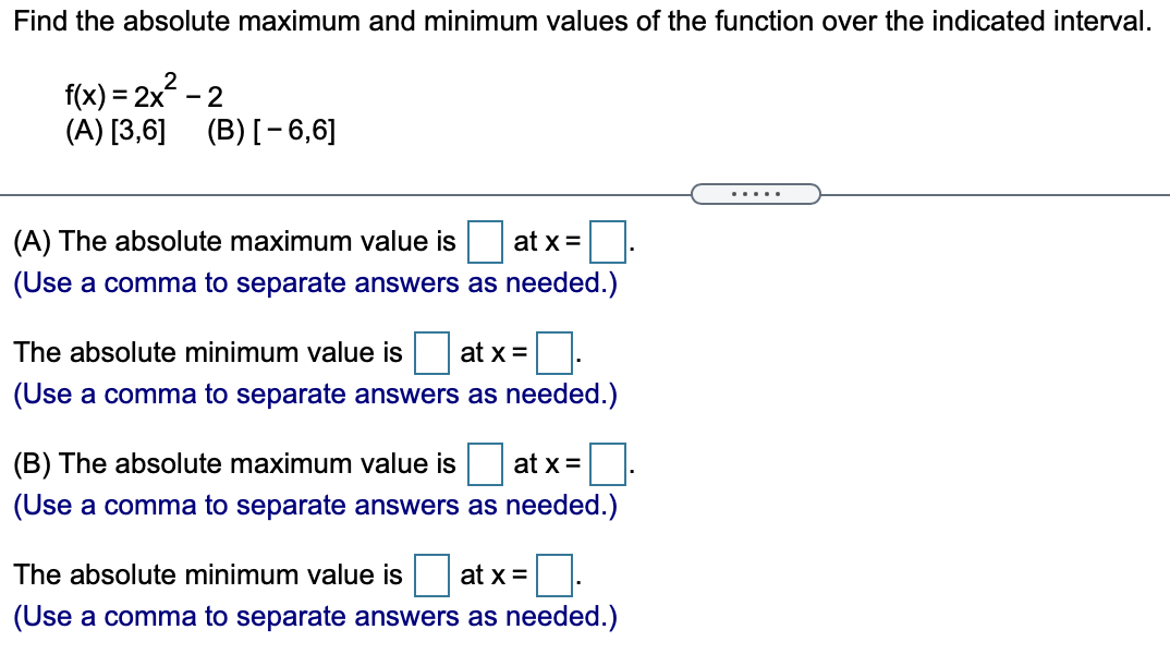 Solved Find the absolute maximum and minimum values of the | Chegg.com